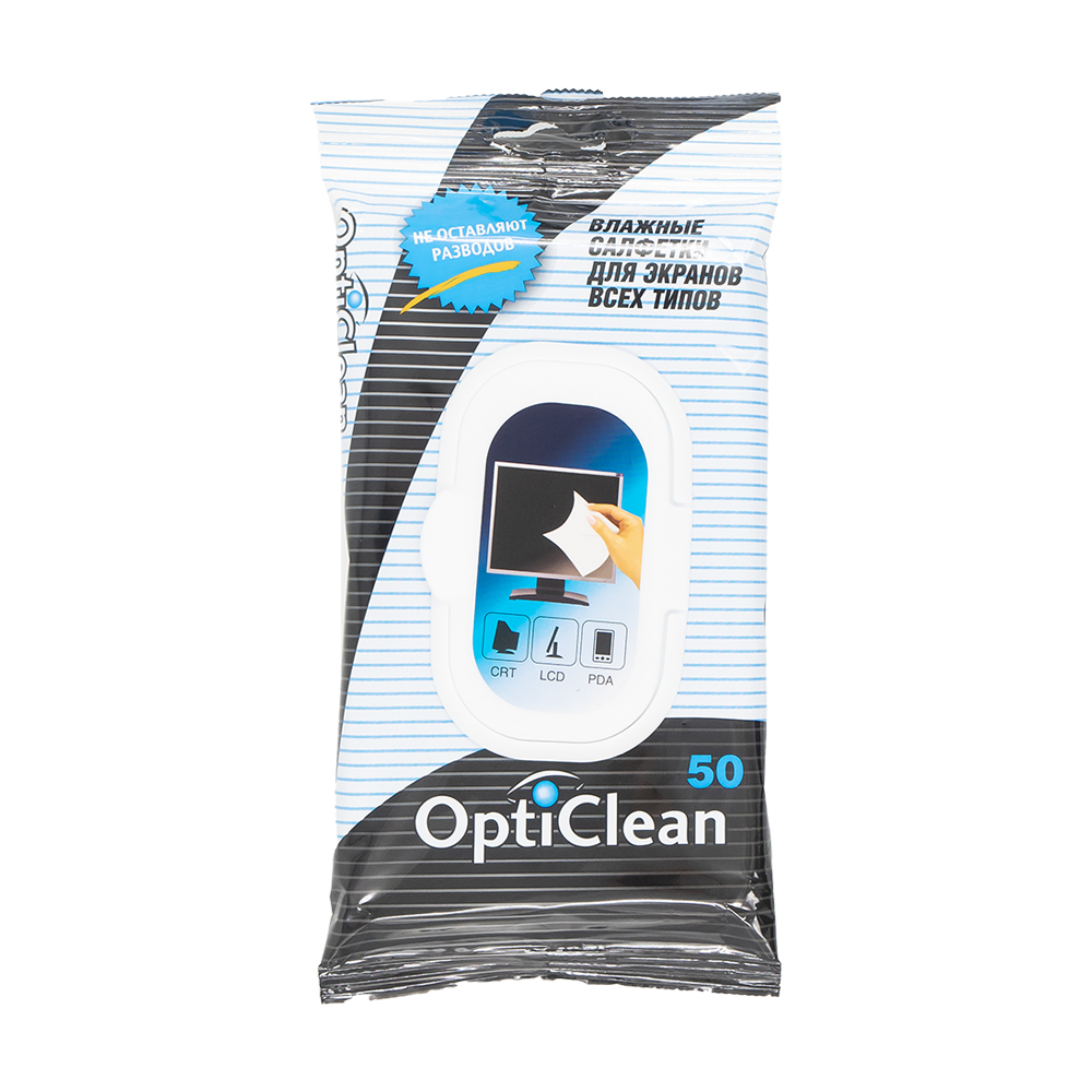 Влажные салфетки для экранов, OptiClean, 50 шт. - купить через интернет ...