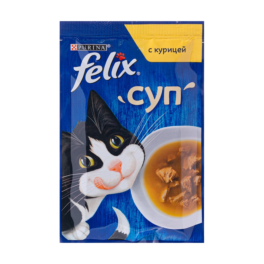 Влажный корм для кошек "Felix Суп", Purina, курица, 48 г - купить через ...