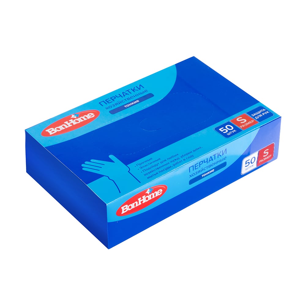 Перчатки хозяйственные, BonHome, 50 шт., в ассортименте - купить через ...